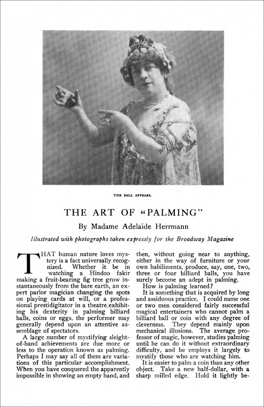 The Art of Palming by Adelaide Herrmann : Lybrary.com