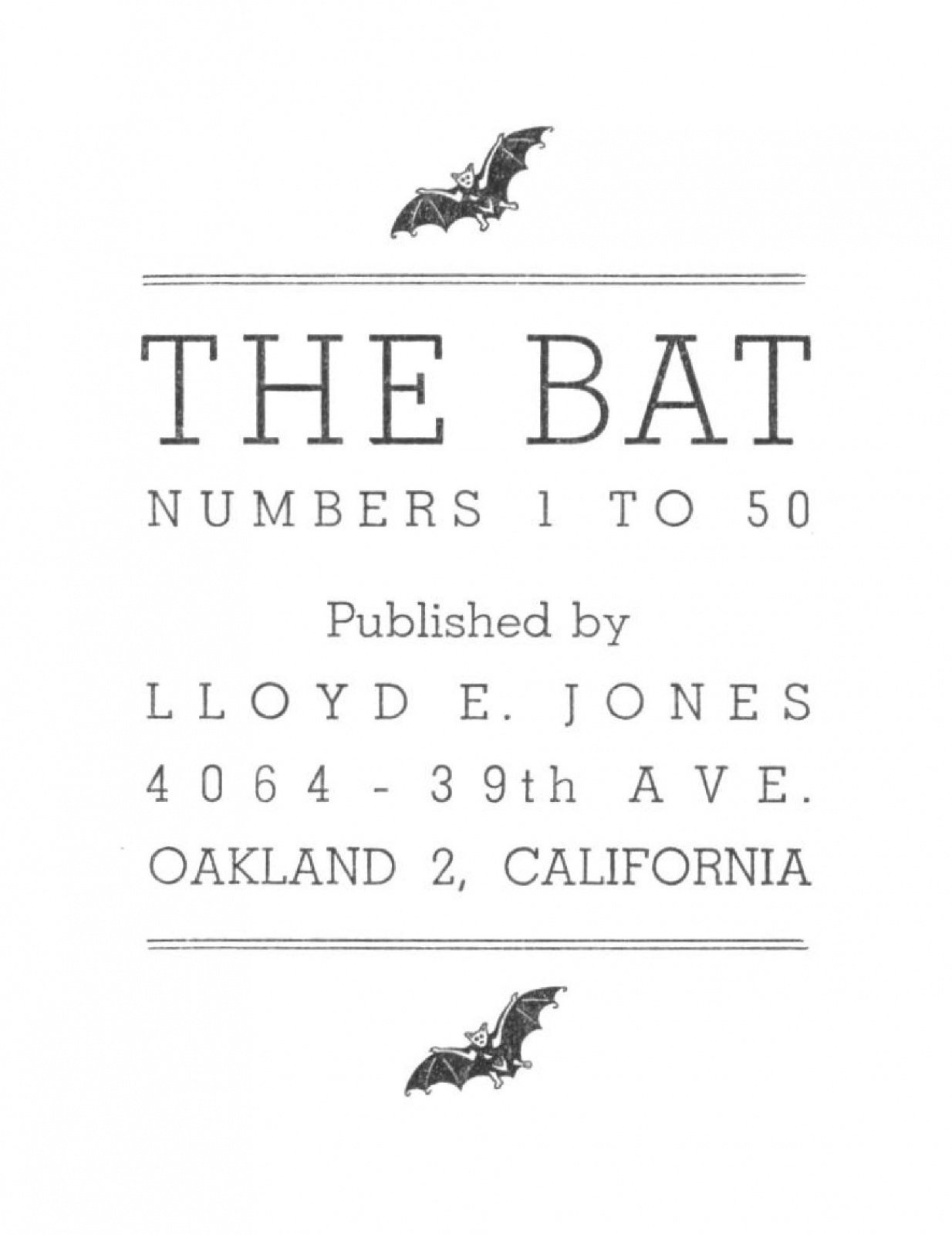 The Bat Numbers 1 - 50 (1943 - 1948) by Lloyd E. Jones : Lybrary.com