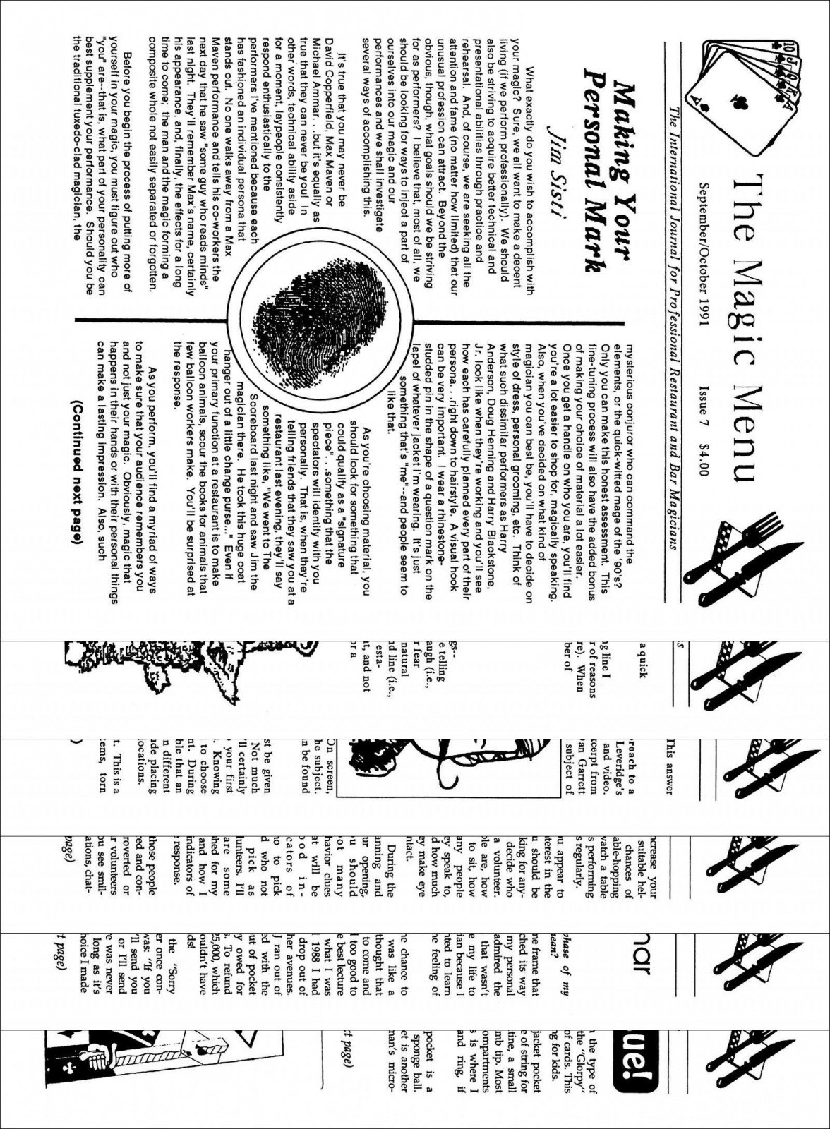 Magic Menu volume 2 (Sep 1991 - Aug 1992) by Jim Sisti : Lybrary.com