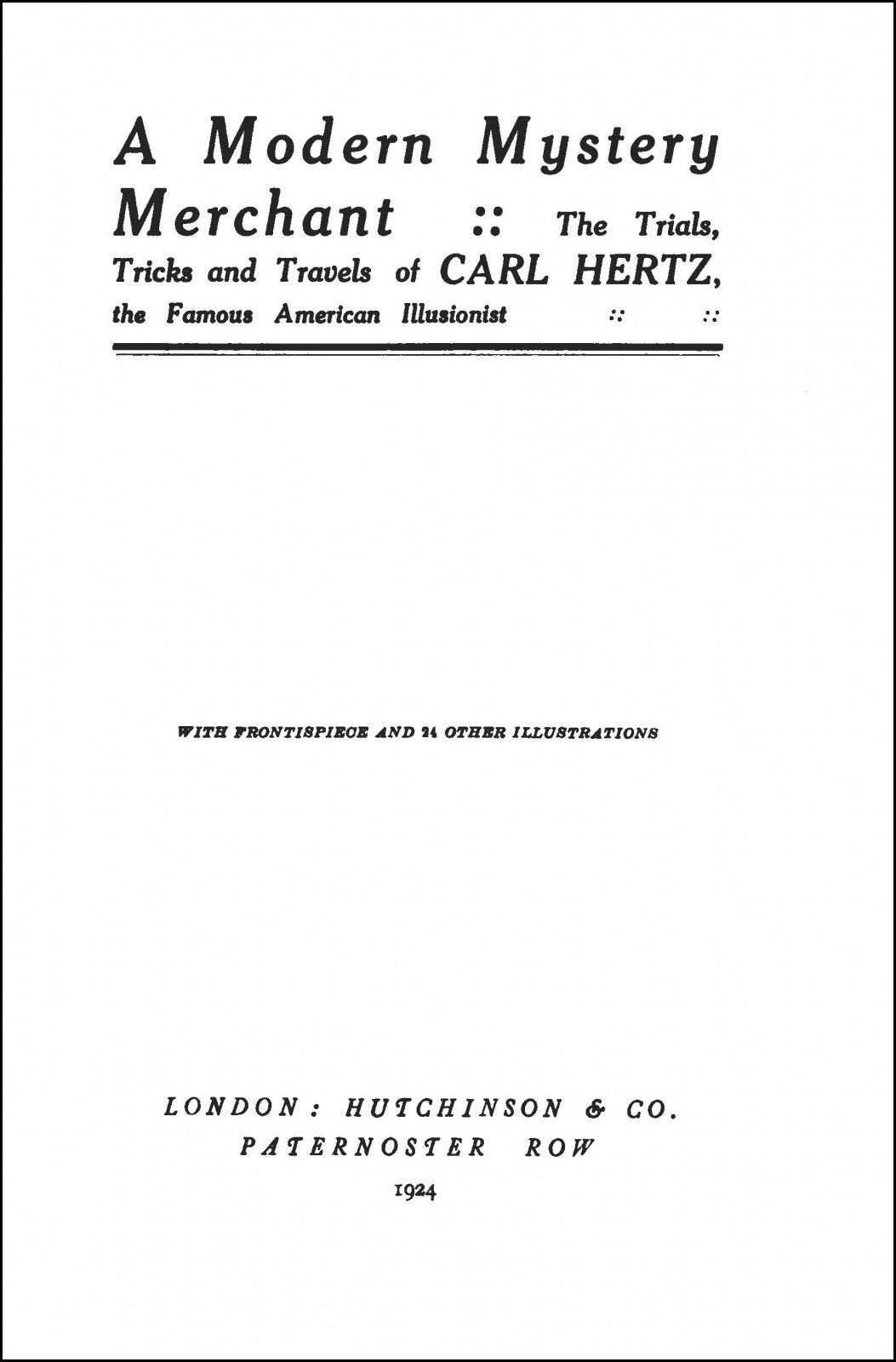 A Modern Mystery Merchant by Carl Hertz : Lybrary.com