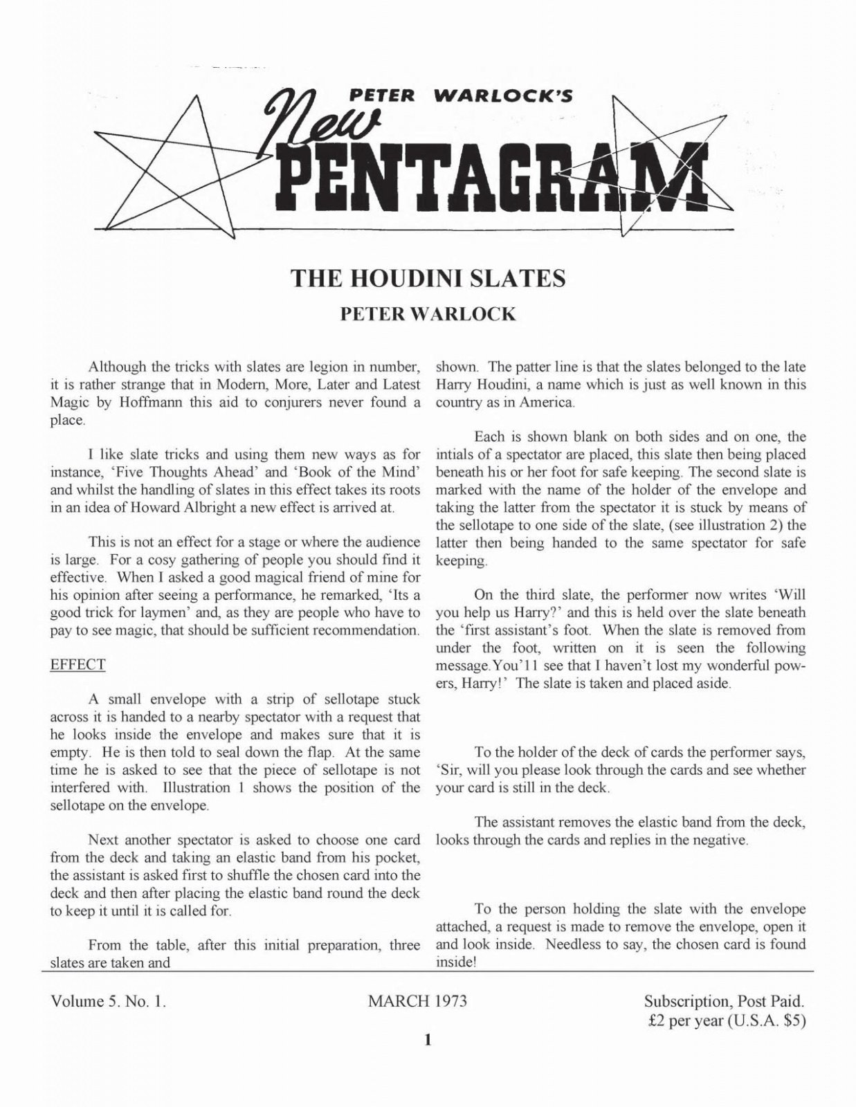 New Pentagram Magazine Volume 5 (March 1973 - February 1974) by Peter ...