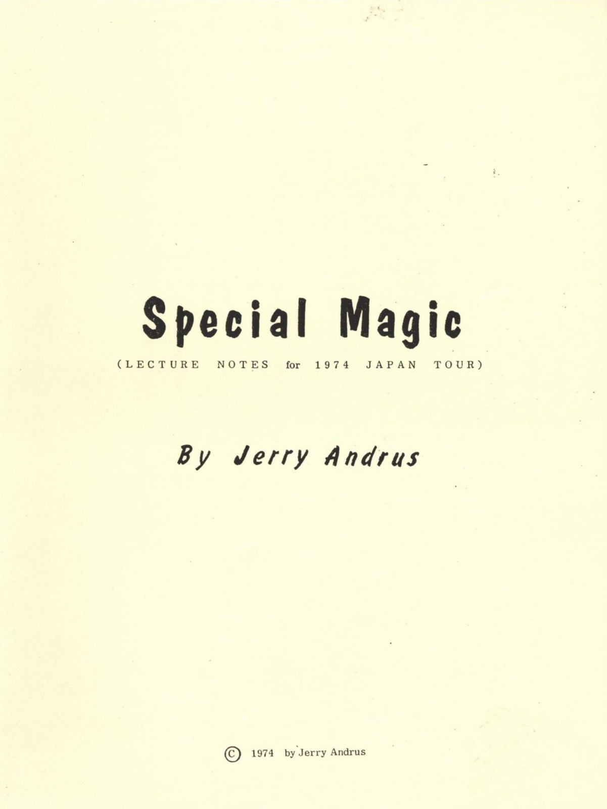 Special Magic by Jerry Andrus : Lybrary.com