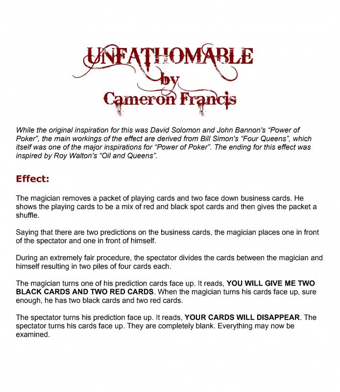 Unfathomable by Cameron Francis : Lybrary.com